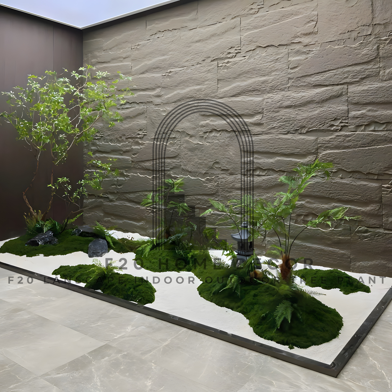 Cây Asabi dương xỉ giả trang trí giếng trời